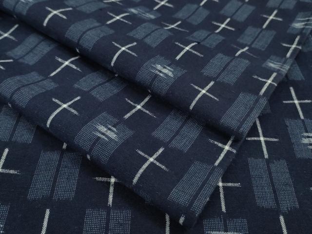 平和屋着物■極上　久留米絣　単衣　綿　十字絣　市松文様　やまと誂製　逸品　DZAA9139kh5