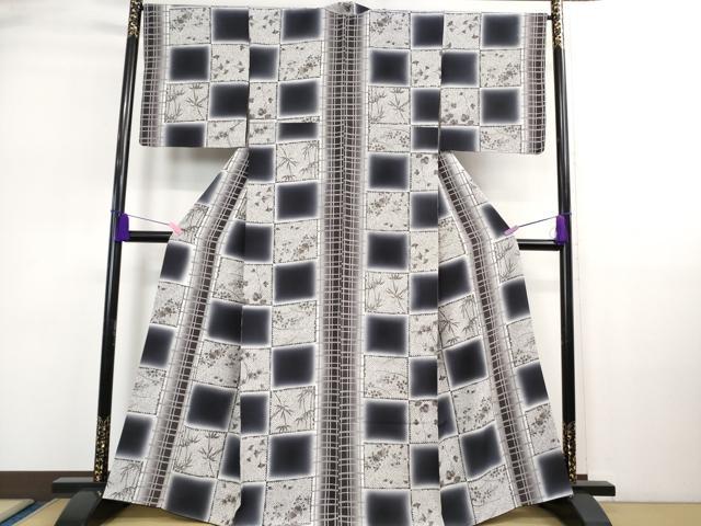 平和屋着物■極上　小紋　市松笹花文　暈し染め　金彩　逸品　DZAA9148kh5