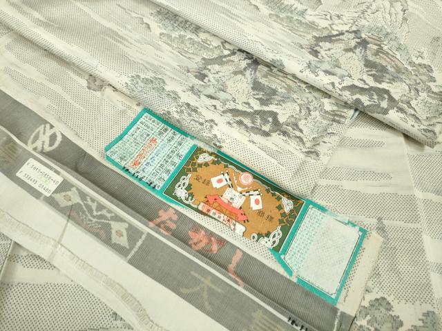 平和屋着物■極上　本場大島紬　白大島　名匠たかし　曲水桂林　証紙付き　逸品　未使用　DZAA9156kh5