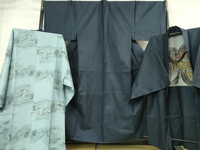 平和屋着物■極上 男性 本場大島紬 アンサンブル キングサイズ 長襦袢(袷)・長羽織セット 100亀甲 総詰め 羽裏・龍 逸品 未使用DZAA9200kh5