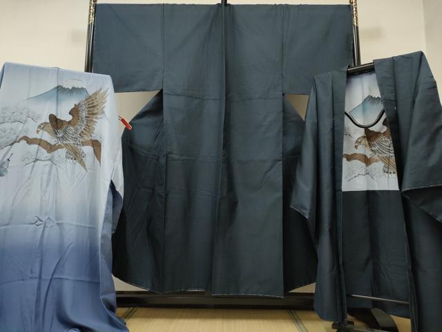 平和屋着物■極上　男性 本場大島紬 アンサンブル　キングサイズ　長襦袢(袷)・長羽織セット　100亀甲　総詰め　逸品　未使用　DZAA9217kh5