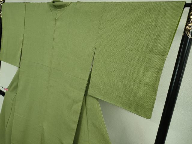 平和屋本店□極上 白鷹お召 苗色地 逸品 未使用 DZAA9248kh5