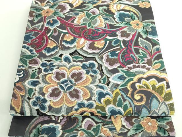 平和屋着物■極上　西陣　白綾苑大庭　六通柄袋帯　洋花文　金糸　逸品　DZAA9250kh5