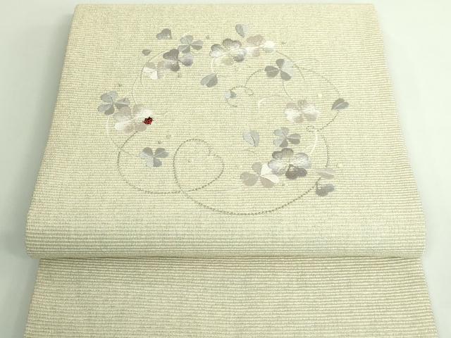 平和屋着物■極上　九寸名古屋帯　総刺繍　てんとう虫　クローバー　金銀糸　逸品　DZAA9263kh5