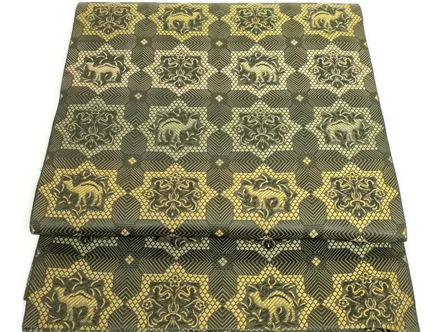 平和屋着物■極上　1897年創業　名門岡野　本場筑前博多織　千年工房　八寸名古屋帯　鹿花文　逸品　DZAA9290kh5