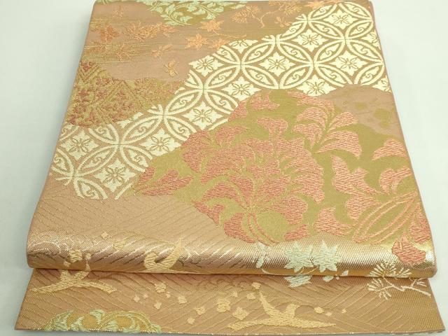 平和屋着物■極上　西陣　川島織物　六通柄　本袋帯　唐織　花鳥文　金糸　逸品　DZAA9331kh5