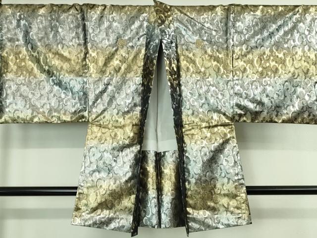 平和屋着物■極上　男性　紋付き長羽織　キングサイズ　舞台衣装　金銀糸　洗える着物　逸品　DZAA9353kh5