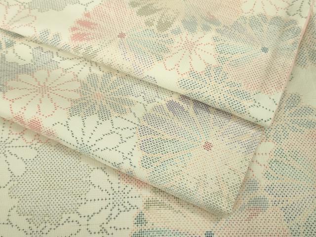 平和屋着物■極上　本場大島紬　白大島　7マルキ　菊尽くし　逸品　未使用　DZAA9372kh5