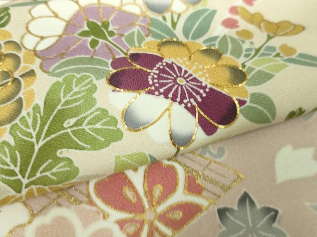 平和屋本店□極上 訪問着 駒刺繍 吉祥花文 雪輪 虹色地