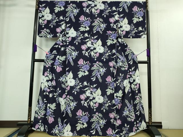 平和屋着物■極上　夏物　撫松庵　セオアルファ　小紋・浴衣兼用　紅梅織　朝顔　逸品　DZAA9414kh5