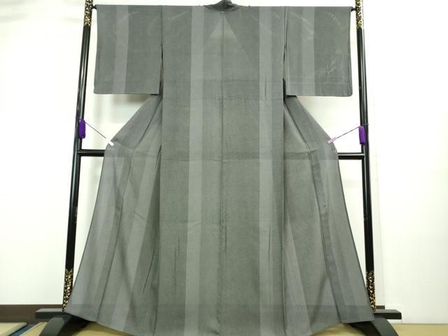 平和屋着物■極上　夏物　江戸小紋　縦絽　鮫小紋柄　間道　黒地　逸品　DZAA9416kh5