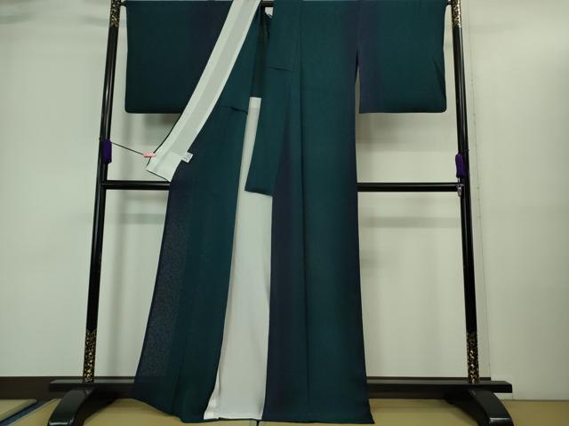 平和屋着物□極上 夏物 小紋 紗 花唐草地紋 褐返色地 暈し染め 逸品