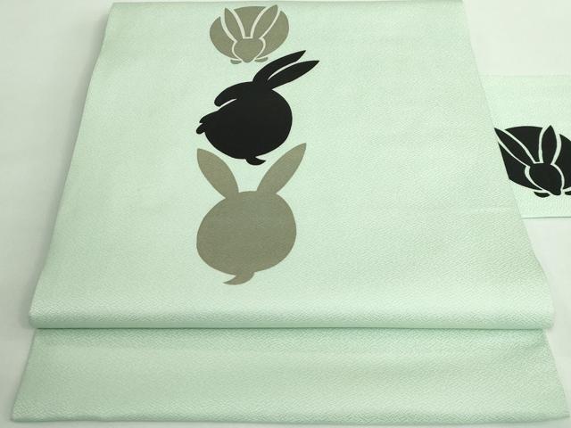 平和屋着物■極上　九寸名古屋帯　兎　若芽色地　逸品　DZAA9518kh5