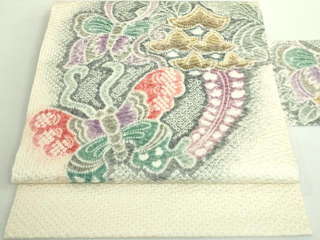 平和屋着物■極上　名門　藤娘きぬたや・総絞り　九寸名古屋帯　花蝶文　逸品　DZAA9524kh5