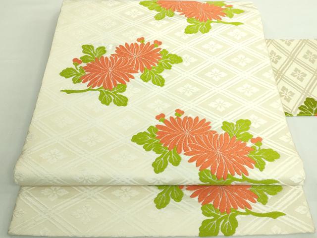 平和屋着物■極上　俵屋　人間国宝　喜多川平朗  有職織物　九寸名古屋帯　唐織　枝菊　逸品　DZAA9525kh5