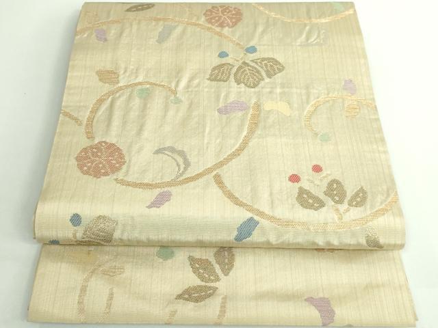 平和屋着物■極上　洛風林　工芸帯地　九寸開き名古屋帯　唐草花文　金糸　逸品　DZAA9529kh5