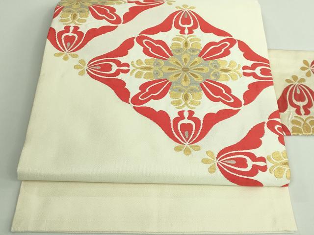 平和屋着物■極上　洛風林　工芸帯地　九寸名古屋帯　花菱文　金銀糸　逸品　DZAA9530kh5