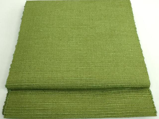 平和屋着物■極上　八寸名古屋帯　信州紬　草色　逸品　DZAA9538kh5