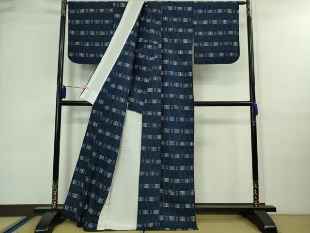 平和屋着物□極上 紬屋吉平 紬 単衣 絣柄 たとう紙