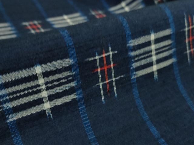 平和屋着物□極上 紬屋吉平 紬 単衣 絣柄 たとう紙