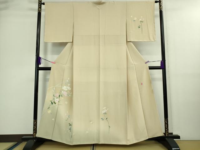 平和屋着物■極上　本加賀友禅作家　南克治　訪問着　枝花文　練色地　暈し染め　逸品　未使用　DZAA9579kh5