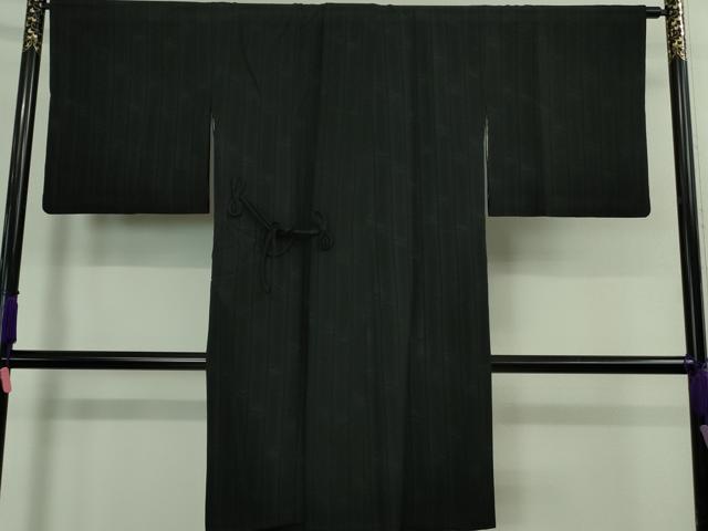 平和屋着物■極上　道中着　ロング丈　竹間道　黒地　逸品　DZAA9582kh5