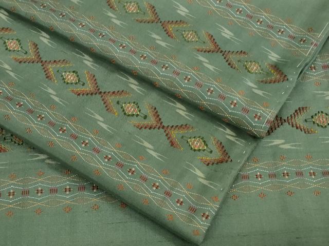 平和屋本店■希少　本場琉球　読谷山花織　訪問着　紬地　豆がら茶色地　逸品　未使用　DZAA9591kh5