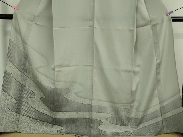 平和屋着物□極上 本塩沢 やまだ織 単衣 名物裂 流水文 逸品