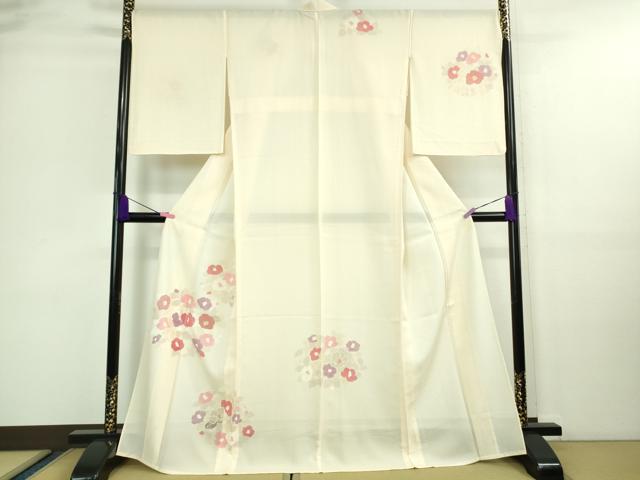 平和屋着物■極上　夏物　中国三大刺繍　スワトウ刺繍　汕頭刺繍　訪問着　絽　草花文　象牙色地　逸品　DZAA9642kh5