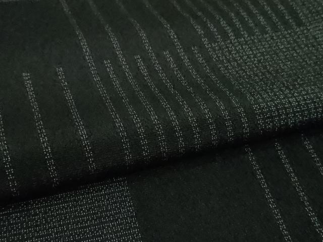 平和屋着物□極上 本塩沢 やまだ織 袷 原沢キヨ作 斜線文 黒地