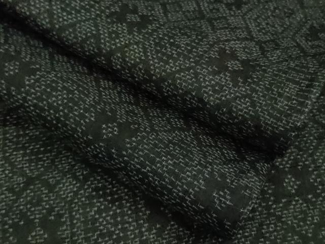 平和屋本店■極上　夏物　石川県指定無形文化財　能登上布　本麻手織上布　亀甲花文　青褐色地　逸品　DZAA9672kh5