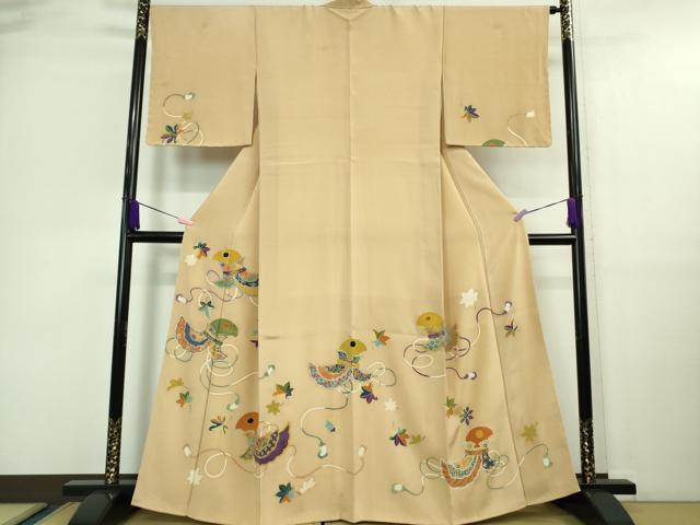 平和屋着物■極上　セミアンティーク　訪問着　鳥兜　舞楽　淡香色地　金彩　逸品　DZAA9683kh5