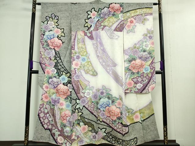 平和屋着物■極上　振袖　鬘帯花文　暈し染め　金彩　逸品　DZAA9693kh5