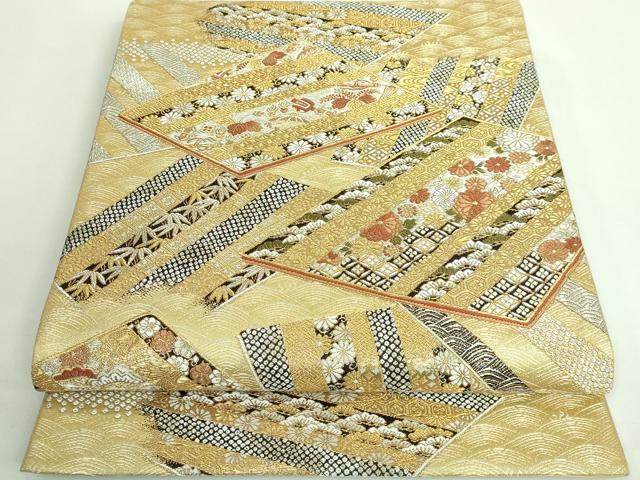 平和屋着物■極上　西陣の名門　加納幸謹製　六通柄袋帯　唐織　色紙吉祥花文　金銀糸　逸品　DZAA9720kh5