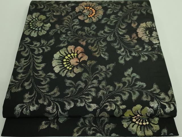平和屋着物■極上　創業280年　誉田屋源兵衛　六通柄　京袋帯　花唐草　黒地　金銀糸　ますいわ屋扱い　逸品　DZAA9723kh5