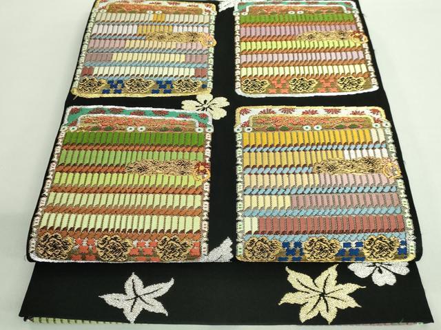 平和屋本店■極上　太鼓柄　本袋帯　龍村平蔵柄　威毛錦　黒地　金銀糸　逸品　DZAA9728kh5