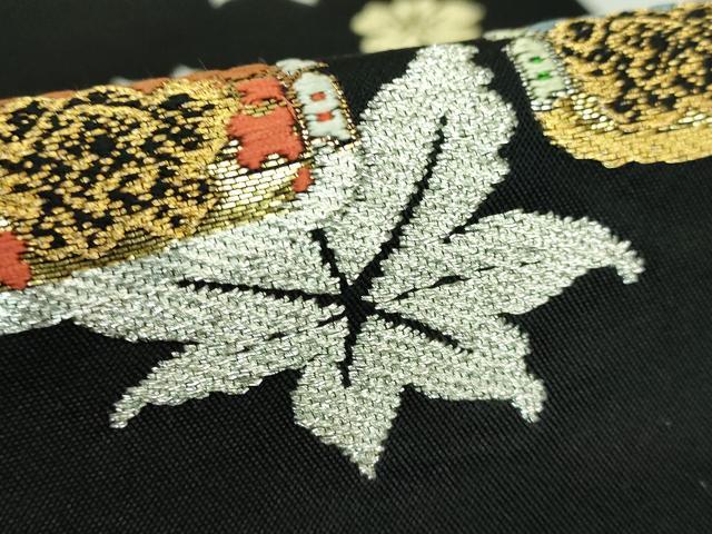 平和屋本店■極上　太鼓柄　本袋帯　龍村平蔵柄　威毛錦　黒地　金銀糸　逸品　DZAA9728kh5 平和屋本店□極上 太鼓柄 本袋帯 龍村平蔵柄 威毛錦 黒地