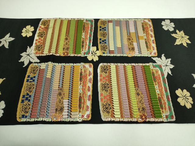 平和屋本店□極上 太鼓柄 本袋帯 龍村平蔵柄 威毛錦 黒地