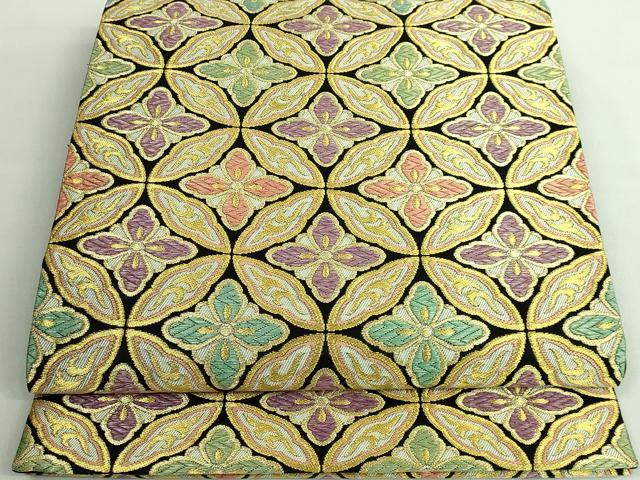 平和屋着物■極上　京の名門　じゅらく謹製　帝王紫　六通柄袋帯　七宝花菱文　金糸　反端付き　逸品　DZAA9740kh5