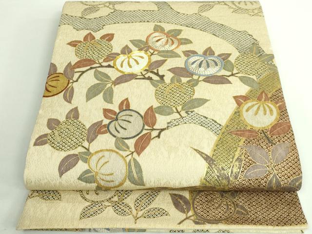 平和屋着物■極上　六通柄袋帯　駒刺繍　橘　金彩　逸品　DZAA9745kh5