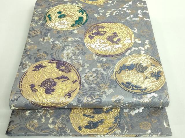 平和屋着物■極上　六通柄袋帯　唐織　花鳥丸文　逸品　DZAA9766kh5