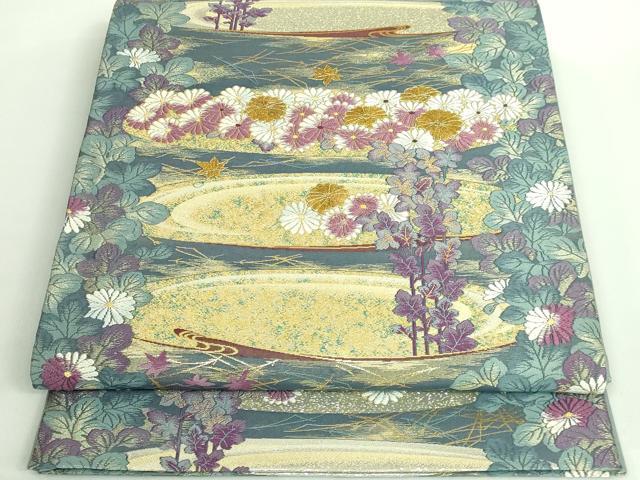 平和屋着物■極上　六通柄袋帯　黄金繭　吹き寄せ花文　金糸　逸品　DZAA9775kh5