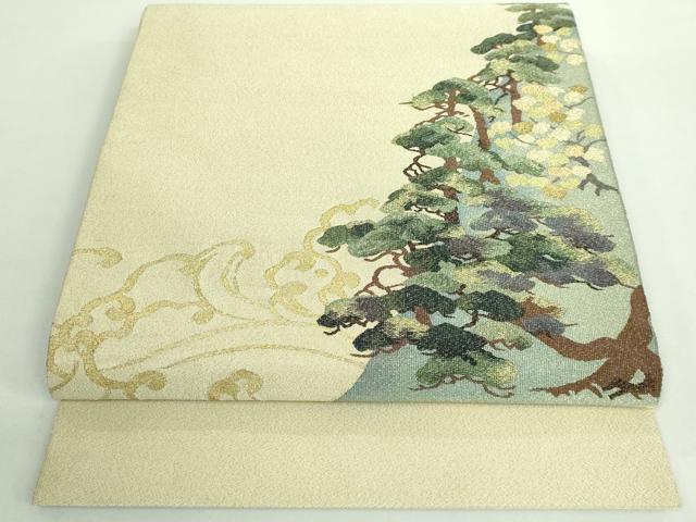 平和屋着物■極上　爪掻き本綴れ　太鼓柄袋帯　風景松文　金糸　逸品　DZAA9778kh5