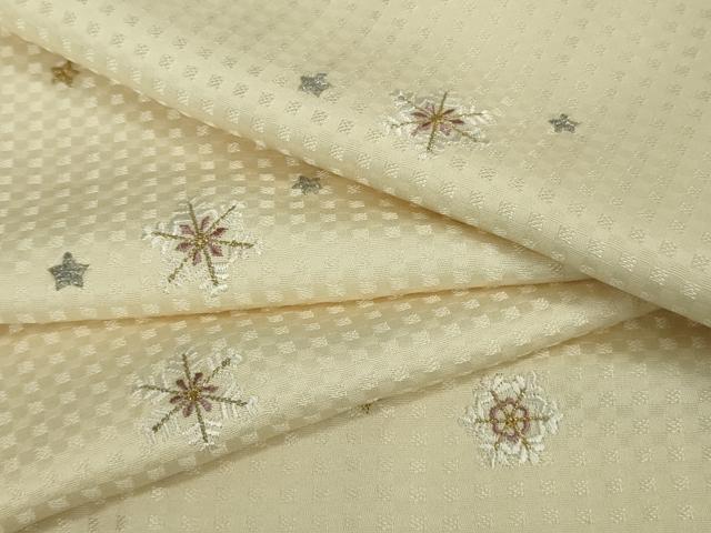 平和屋着物■極上　小紋　総刺繍　雪華　星　鳥の子色地　金銀糸　ロング丈　小田急百貨店扱い　逸品　DZAA9839kh5