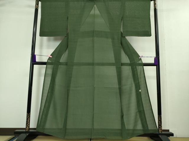 平和屋着物■極上　夏物　本塩沢　夏塩沢　作家物　変わり絽　緑青色　反端付き　逸品　未使用　DZAA9847kh5