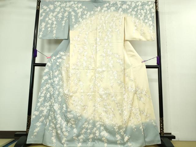 平和屋本店■極上　訪問着　総手刺繍　枝垂れ桜　暈し染め　金糸　逸品　DZAA9851kh5