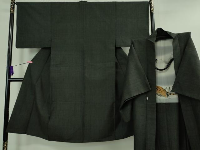 平和屋着物■極上　男性　本場結城紬　重要無形文化財　杢　アンサンブル　羊羹色地　羽裏・虎　逸品　DZAA9863kh5