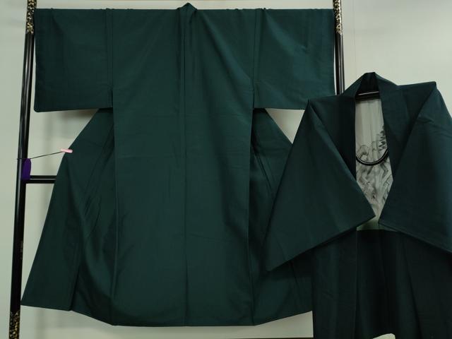 平和屋着物■極上　男性　紬　アンサンブル　キングサイズ　長羽織　色無地　百入茶色　逸品　DZAA9868kh5