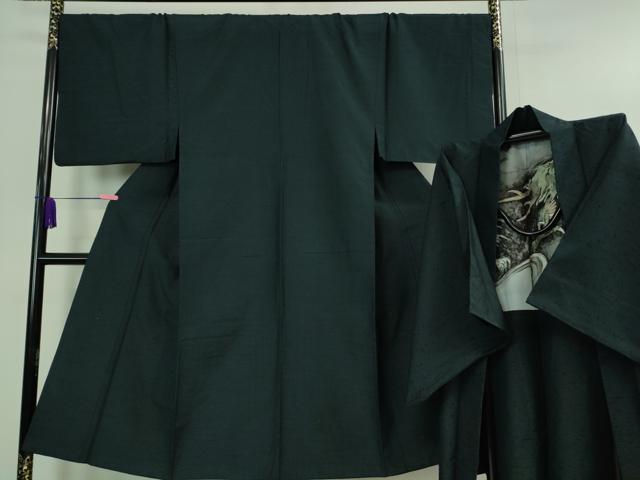 平和屋着物■極上　男性　紬　アンサンブル　キングサイズ　長羽織・髭紬　羽裏：龍　色無地　褐返色　逸品　DZAA9871kh5