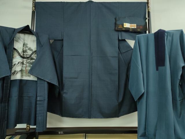 平和屋着物■極上 男性 本場大島紬 アンサンブル 長羽織・長襦袢(無双仕立て)セット 100亀甲 総詰め 証紙付き　逸品　未使用　DZAA9872kh5